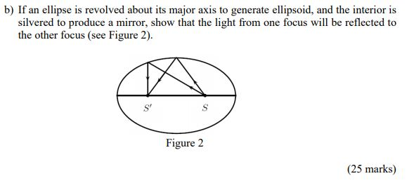 Solved b) If an ellipse is revolved about its major axis to | Chegg.com