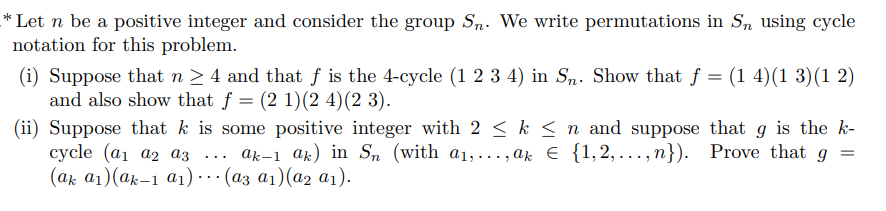 Solved * Let n be a positive integer and consider the group | Chegg.com