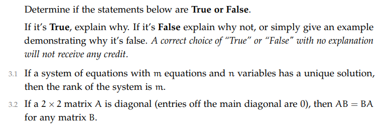 Solved Determine if the statements below are True or False. | Chegg.com