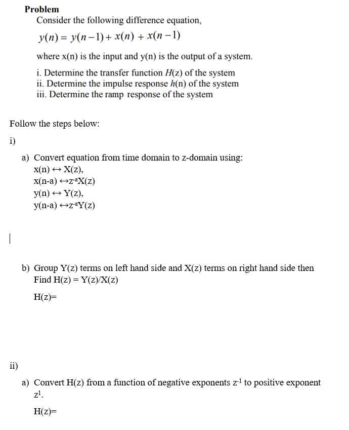 Solved Problem Consider the following difference equation, | Chegg.com