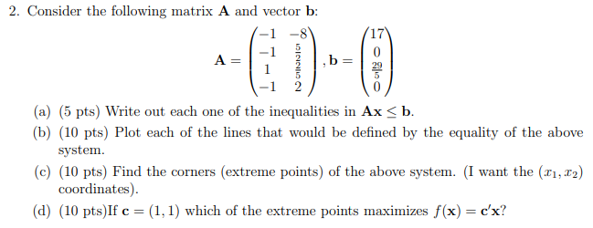 Solved 2. Consider the following matrix A and vector b: A b= | Chegg.com