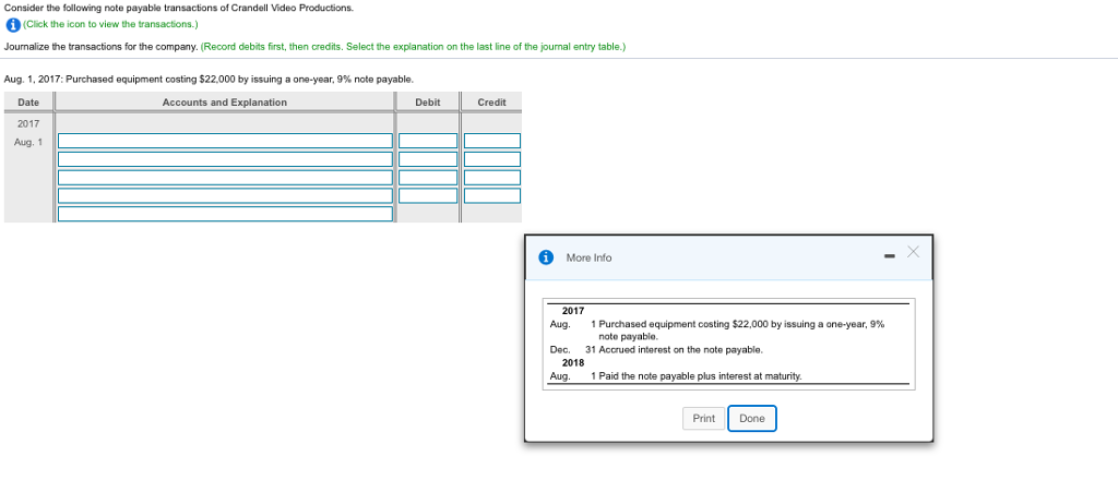 Solved Consider the following note payable transactions of | Chegg.com