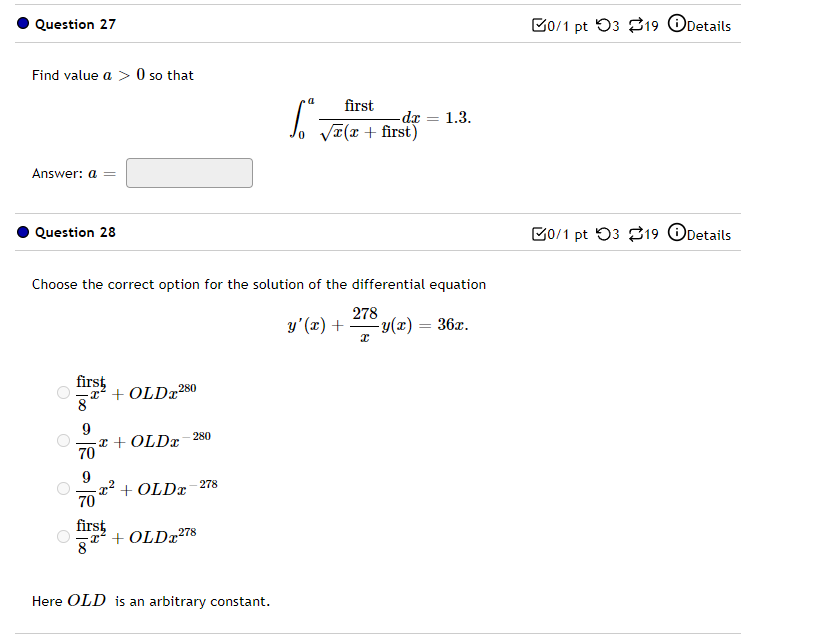 Solved Find value a>0 so that ∫0ax(x+ first ) first dx=1.3 | Chegg.com