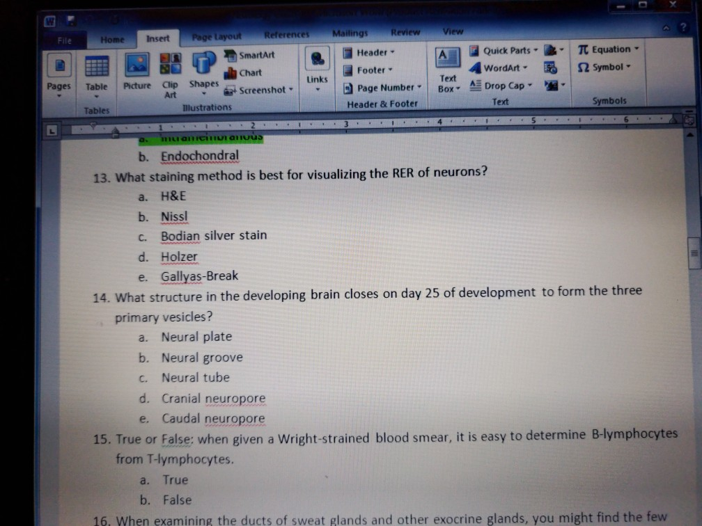 Solved b. Niss! c Bodian silver stain d. Holzer e. | Chegg.com