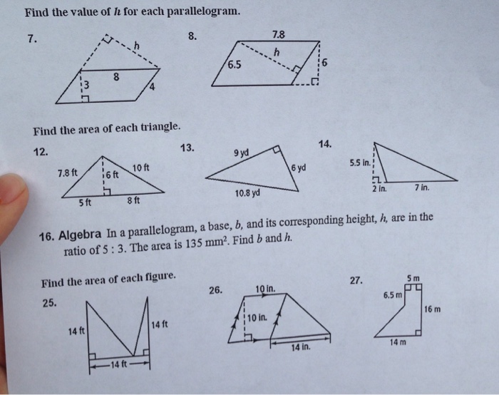 Solved Find the value of h for each parallelogram. Find the | Chegg.com