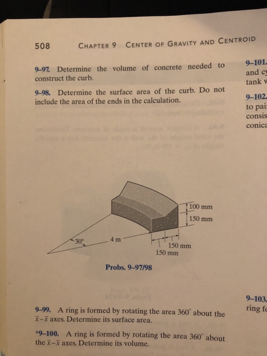 Solved 508 CHAPTER 9 CENTER OF GRAVITY AND CENTROID 9-97. | Chegg.com