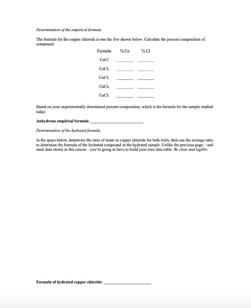 Solved Lab 6: Percent Composition and Empirical formulas | Chegg.com