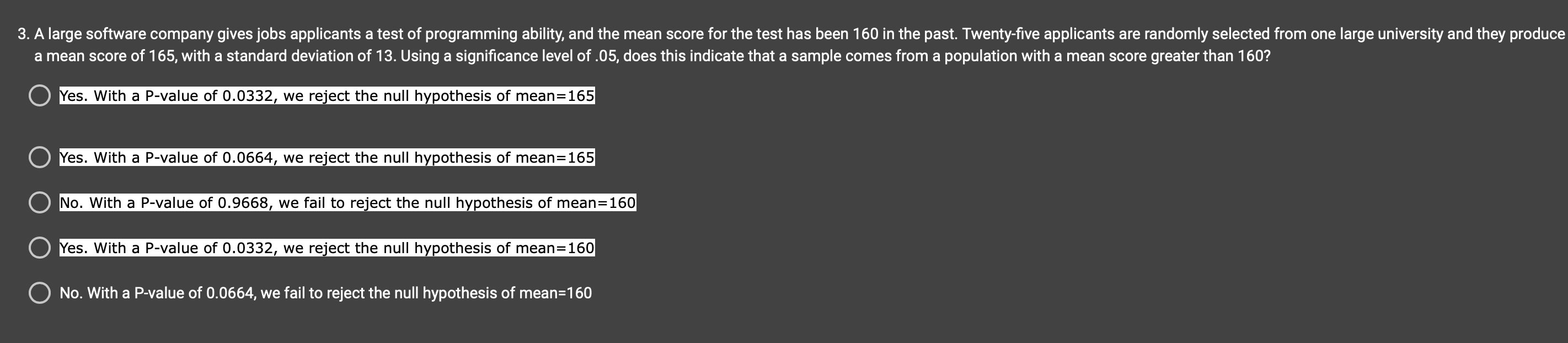 Solved 3. A large software company gives jobs applicants a | Chegg.com