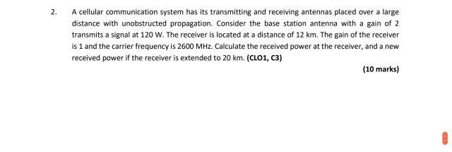 Solved A cellular communication system has its transmitting | Chegg.com