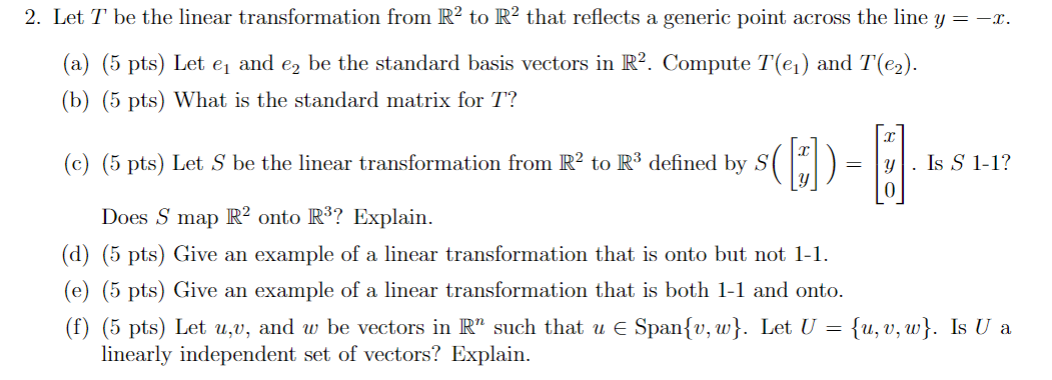 Solved 2. Let T be the linear transformation from R2 to R2 | Chegg.com