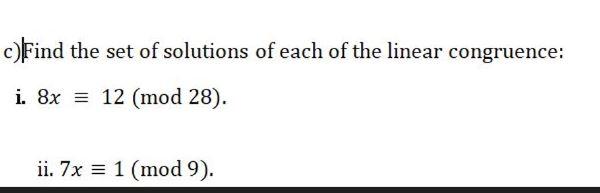 Solved c) Find the set of solutions of each of the linear | Chegg.com