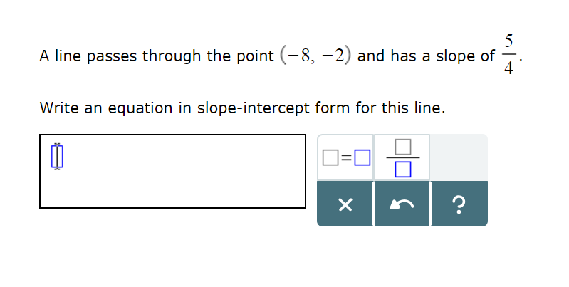 Solved A line passes through the point (-8, -2) and has a | Chegg.com