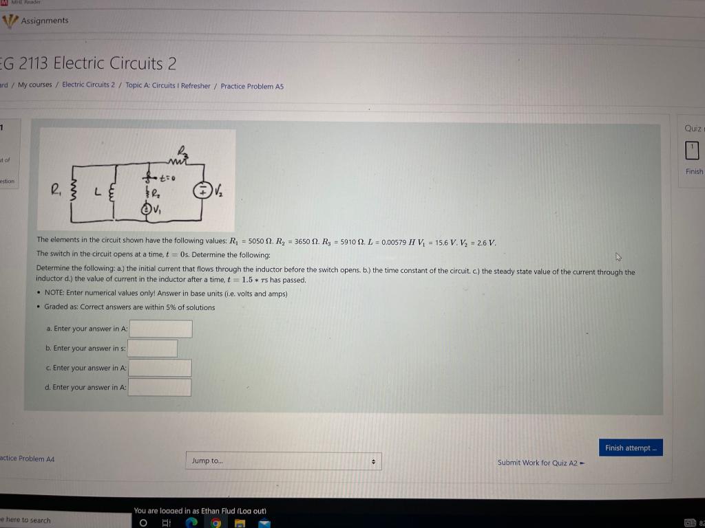 Solved M Mader Assignments G 2113 Electric Circuits 2 ard / | Chegg.com