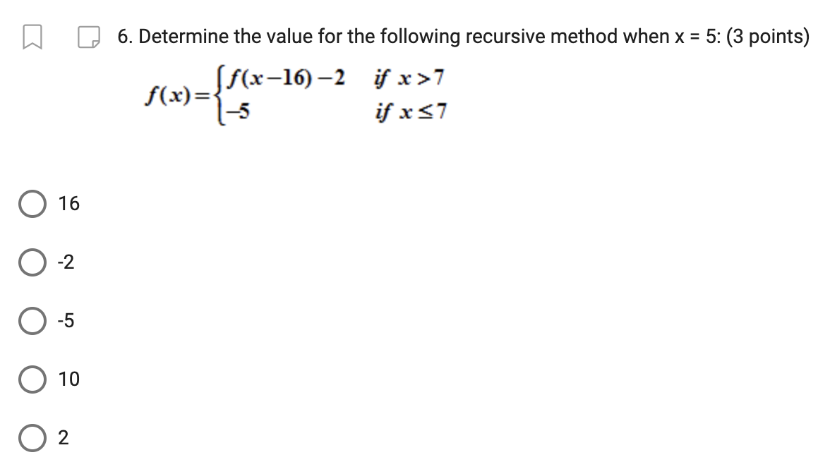 Solved 1. Determine the value for the following recursive | Chegg.com