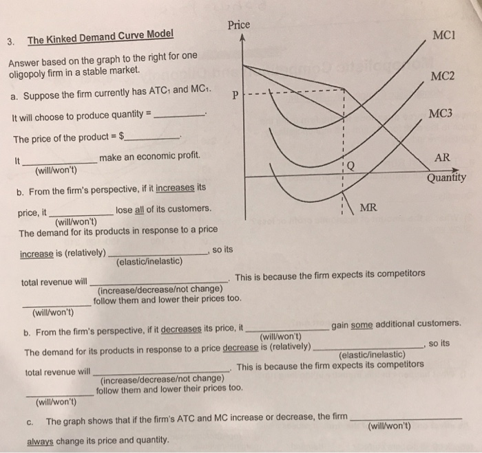 Solved Price 3. The Kinked Demand Curve Model Answer based | Chegg.com