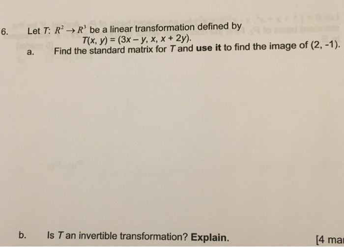 Solved Let T: R ->R' be a linear transformation defined by | Chegg.com