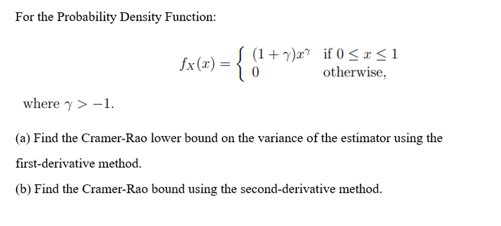 Solved For the Probability Density | Chegg.com