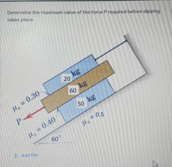 Solved Determine the maximum value of the force P required | Chegg.com