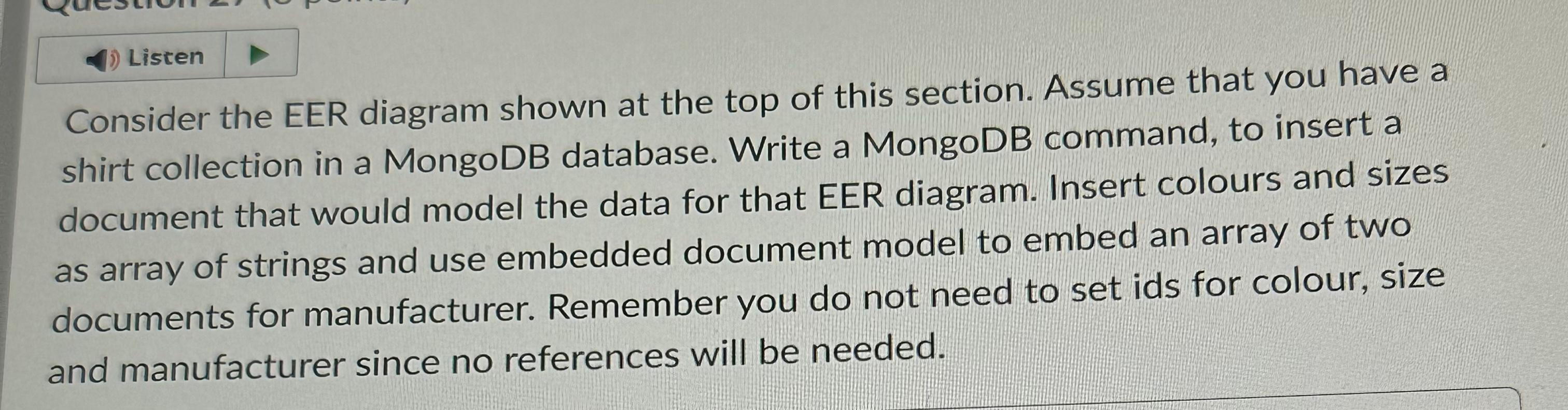 Solved Consider the EER diagram shown at the top of this | Chegg.com