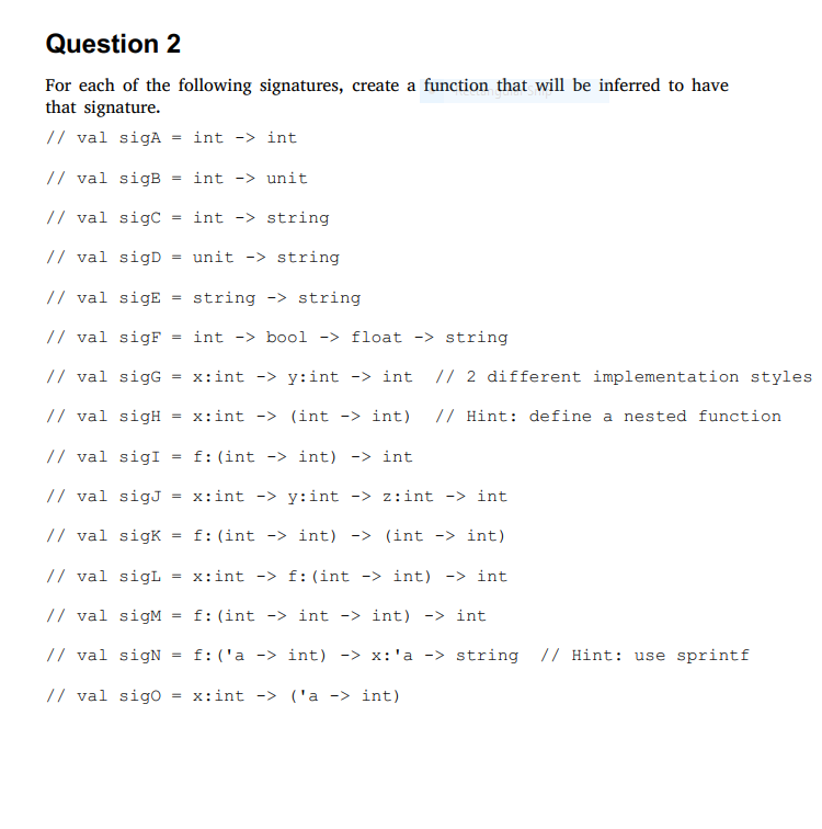 Using F# to write a function that will be inferred to | Chegg.com