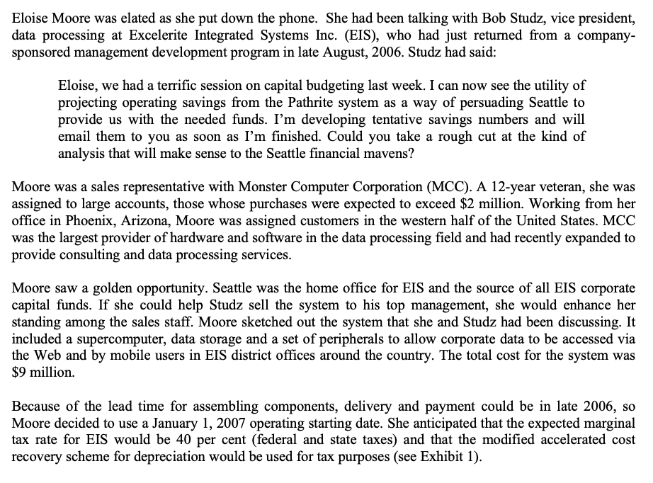 Eloise Moore was elated as she put down the phone. | Chegg.com