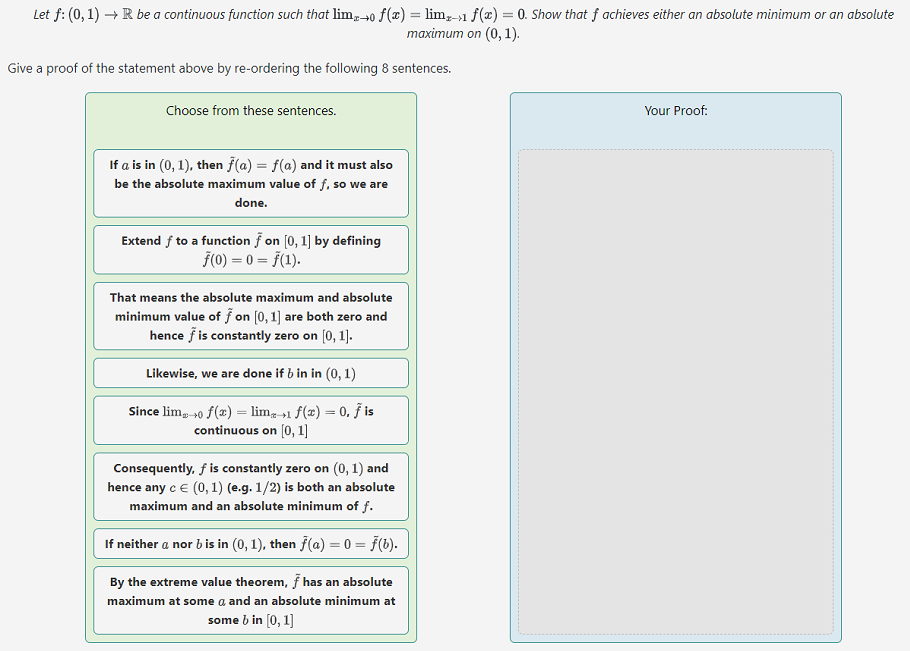 Solved Let f:(0,1)→R be a continuous function such that | Chegg.com
