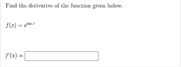Solved Find the derivative of the function given below. f(0) | Chegg.com