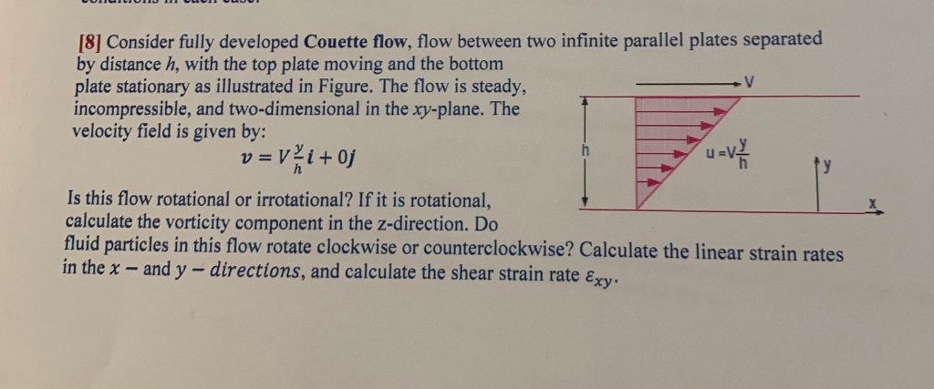 Solved [8] Consider fully developed Couette flow, flow | Chegg.com