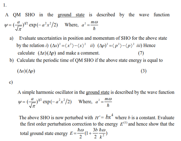 Solved 1 Y 7 A Qm Sho In The Ground State Is Described