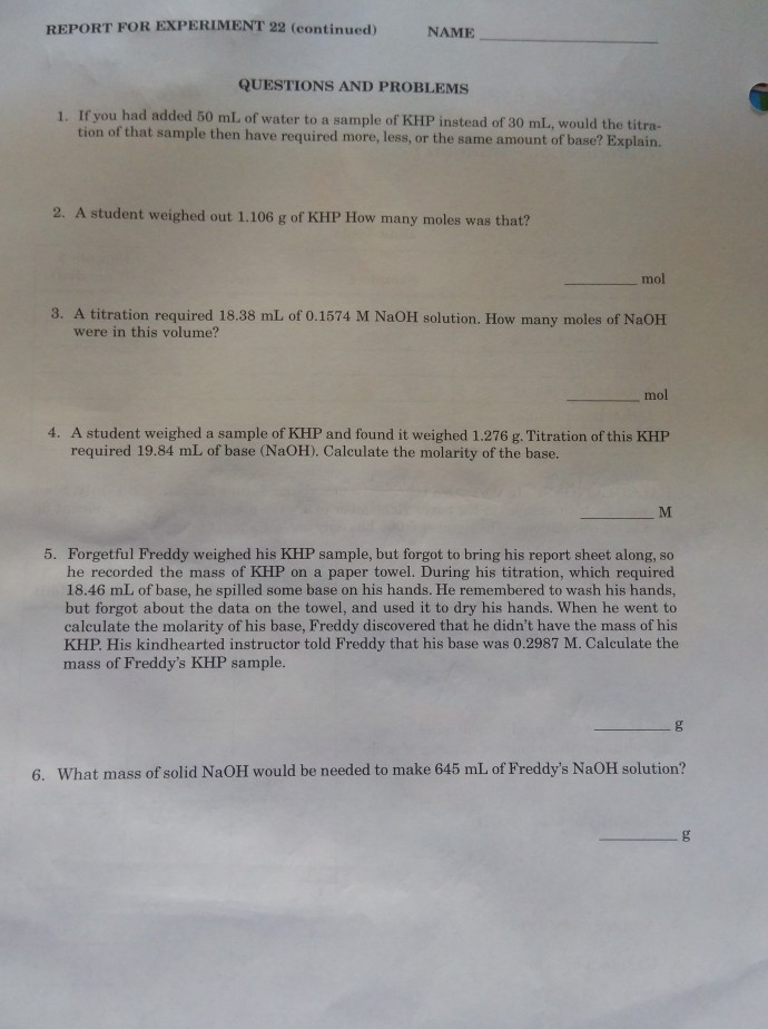 Solved REPORT FOR EXPERIMENT 22 SLUTION DATE DU INSTRUCTOR | Chegg.com