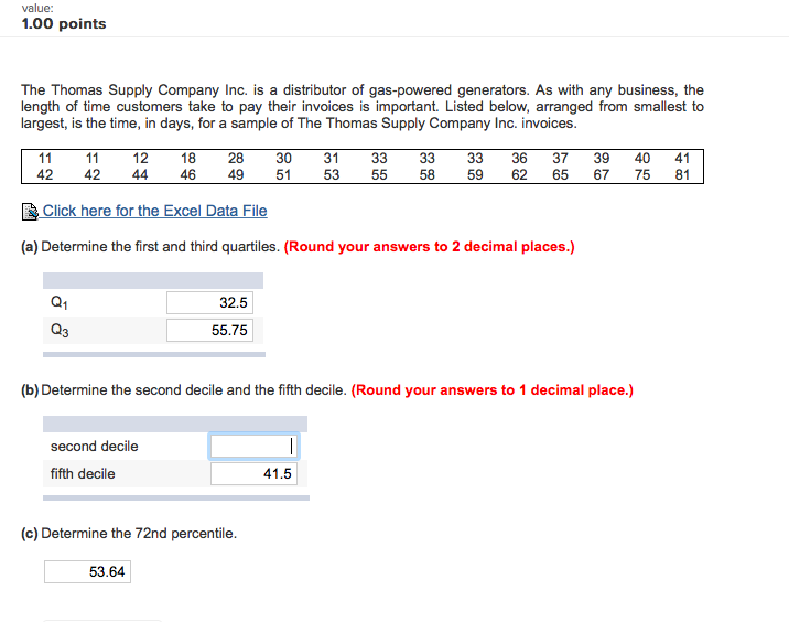 Solved Can you please find the second decile and explain how | Chegg.com