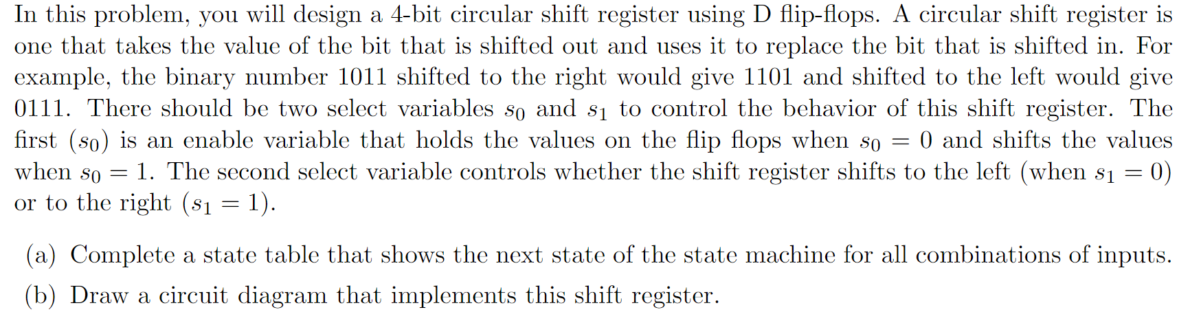 Solved In this problem, you will design a 4-bit circular | Chegg.com