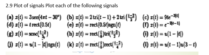 Solved 2.9 Plot of signals Plot each of the following | Chegg.com