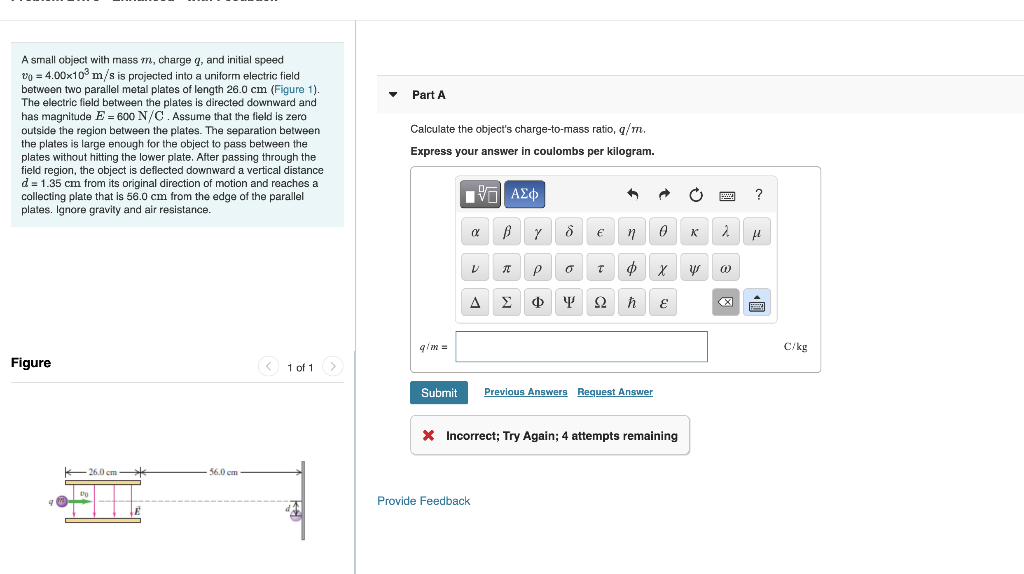 Solved Part A A small object with mass m, charge q, and | Chegg.com