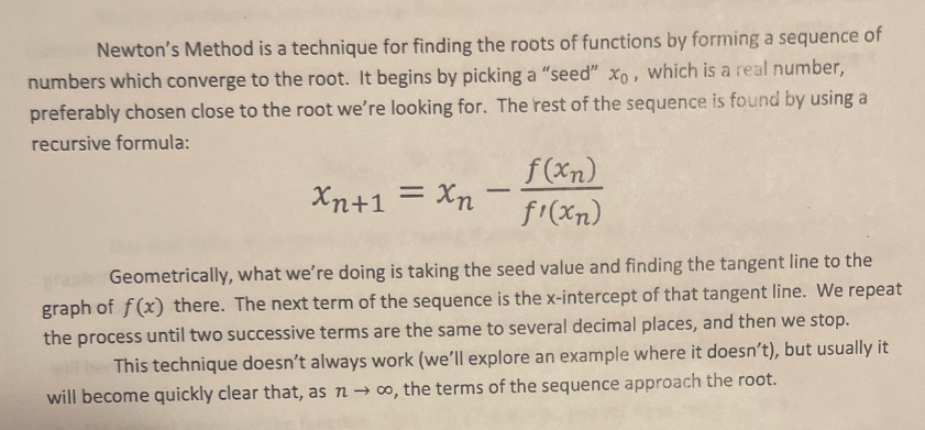 Solved Newton's Method is a technique for finding the roots | Chegg.com