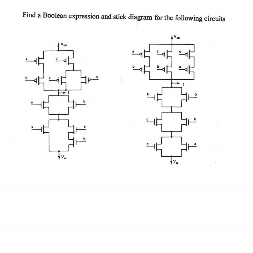 Solved Find a Boolean expression and stick diagram for the | Chegg.com