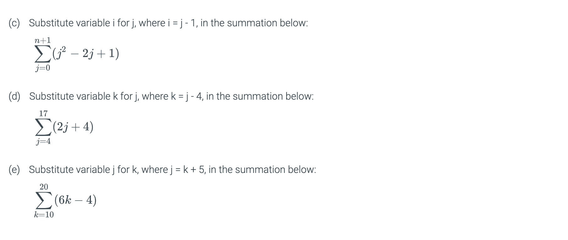 Solved Exercise 4.11.4: Variable substitution for indices of | Chegg.com