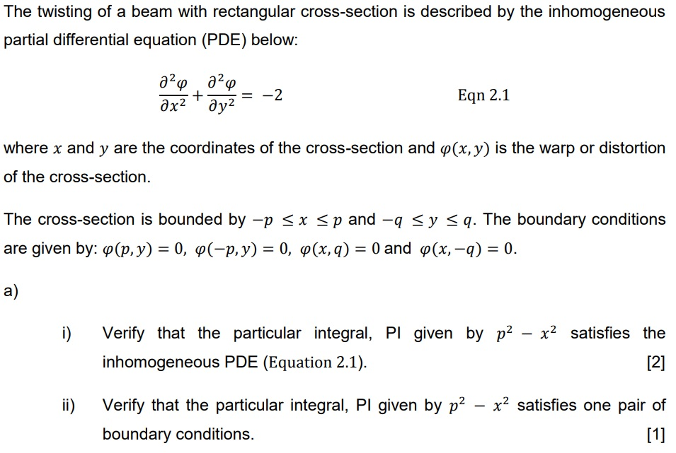 Solved The twisting of a beam with rectangular cross-section | Chegg.com