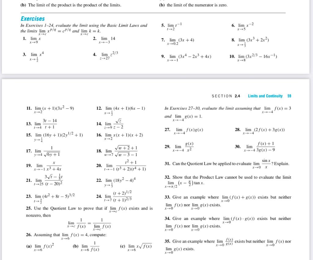 Solved (b) The limit of the product is the product of the | Chegg.com