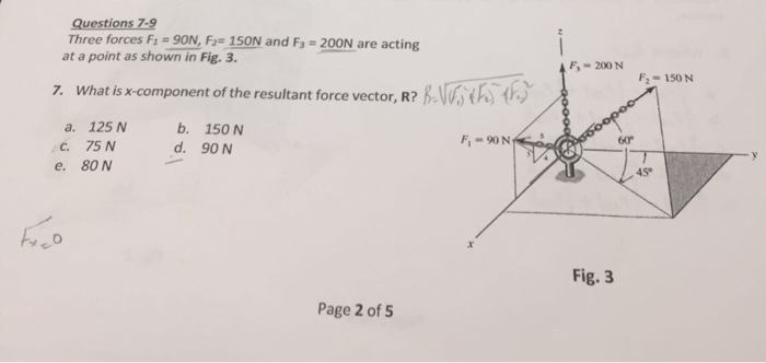 Solved Questions 7-9 Three forces F1 = 90N, F= 150N and | Chegg.com