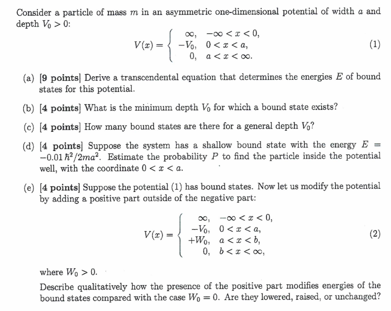 Solved Consider a particle of mass \\( m \\) in an | Chegg.com