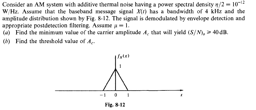Solved Consider an AM system with additive thermal noise | Chegg.com