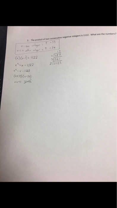 Solved 2. The product of two consecutive negative integers | Chegg.com