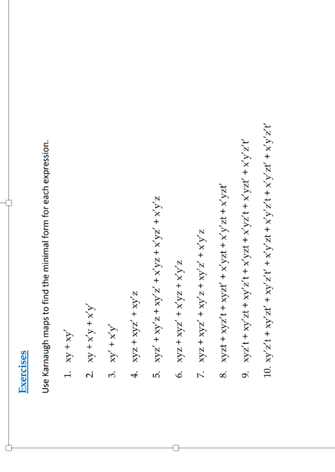 Solved Use Karnaugh maps to find the minimal form for each | Chegg.com