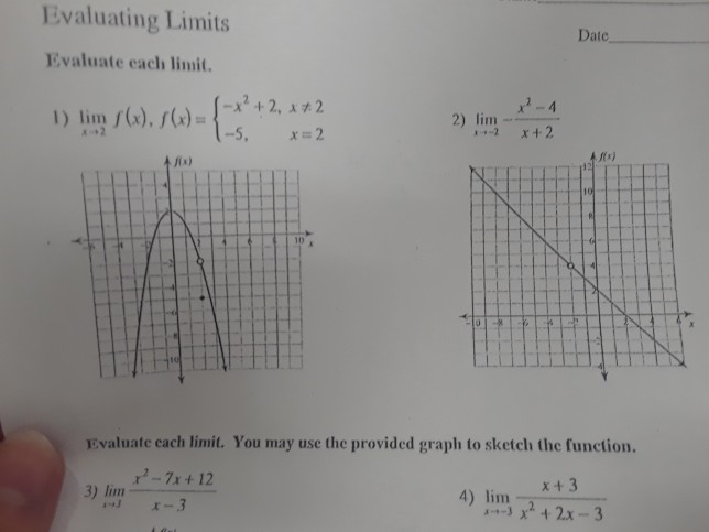 Solved Evaluating Limits Date Evaluate each limit. 1) lim S | Chegg.com