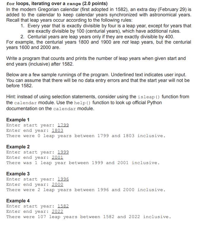 Solved For Loops Iterating Over A Range 20 Points In 