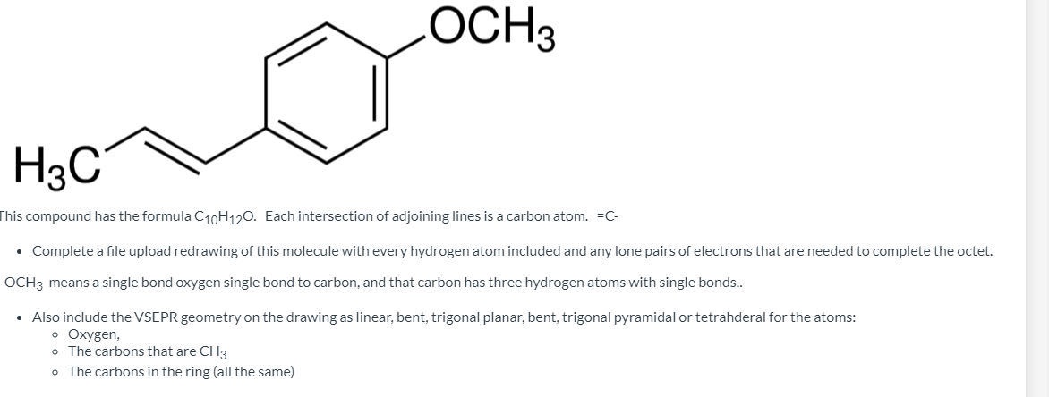 Solved OCH3 H3C This compound has the formula C10H120. Each | Chegg.com