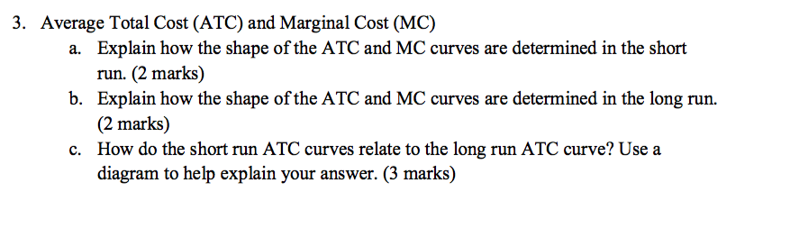 Solved 3. Average Total Cost (ATC) and Marginal Cost (MC) | Chegg.com