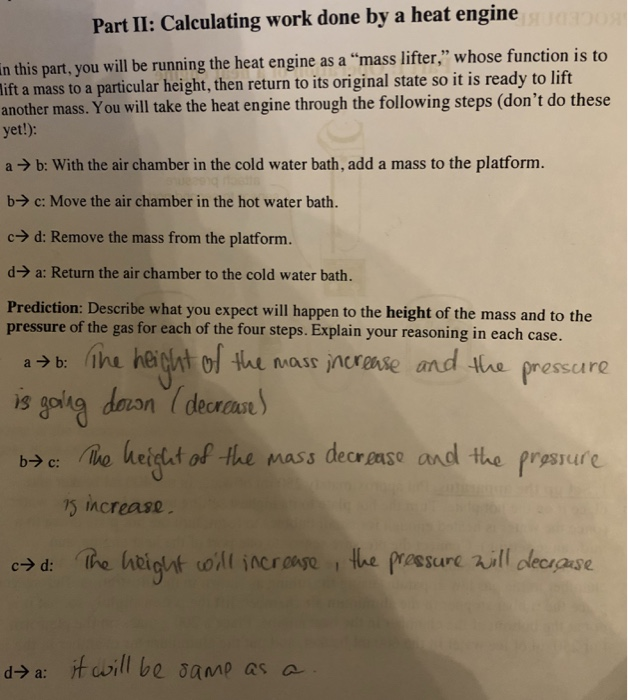 Solved Part II: Calculating work done by a heat engine this | Chegg.com