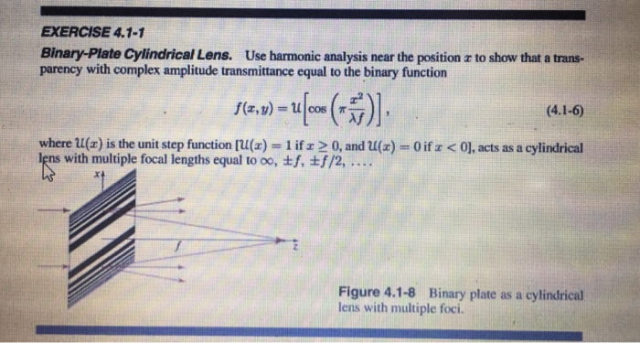 Solved EXERCISE 4.1-1 Binary-Plate Cylindrical Lens. Use | Chegg.com